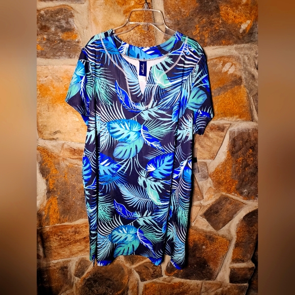 Swimsuits For All | Swim | Swimsuits For All Blue Leafy Dress | Poshmark